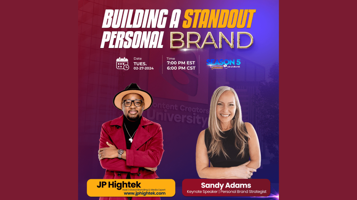 “The Secret to Building A Standout Personal Brand” Sandy Adams on Content Creator University ...